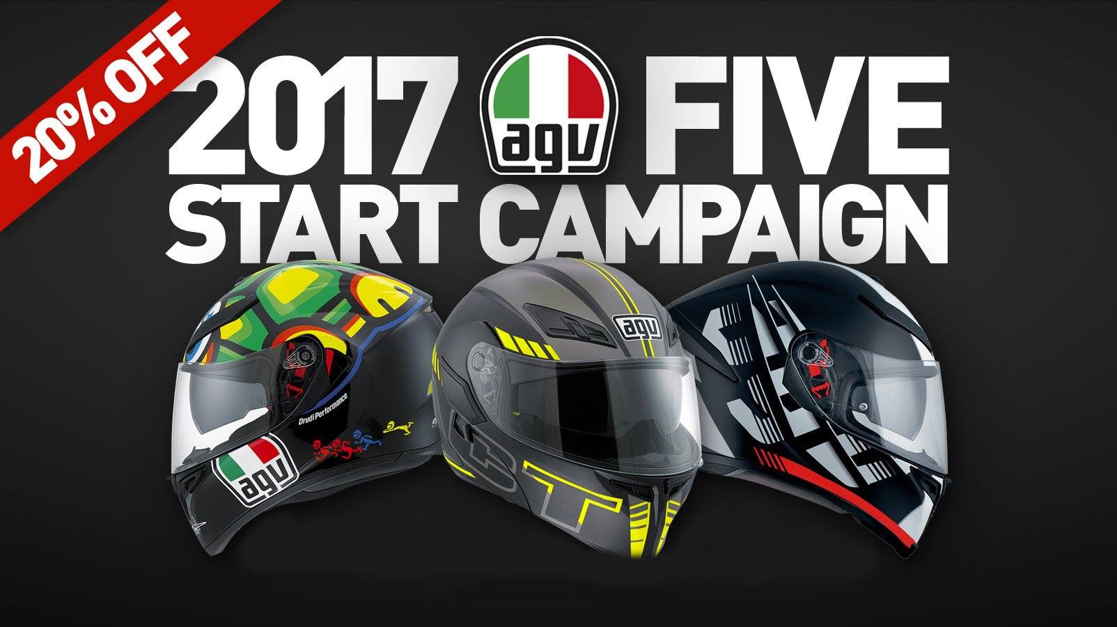 AGV Helmets Five Start Campaign: 20% off your new AGV skid lid!